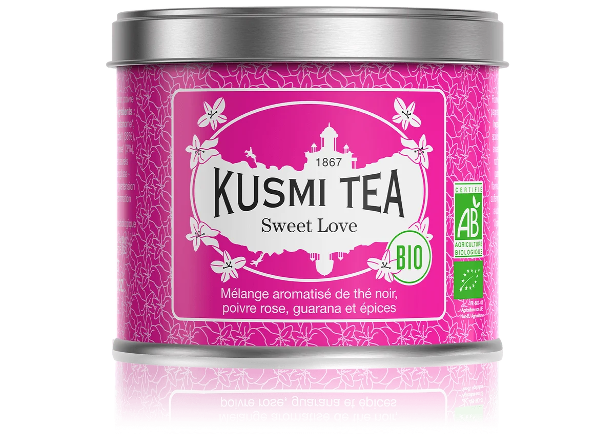 Kusmi Tea Černý čaj Sweet Love Bio, kovová dóza 100 g | Potten & Pannen ...